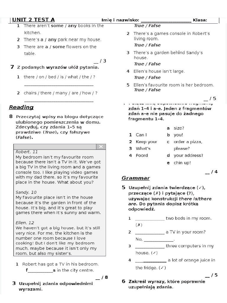 j. angielski klasa 5 Unit 2 A | PDF