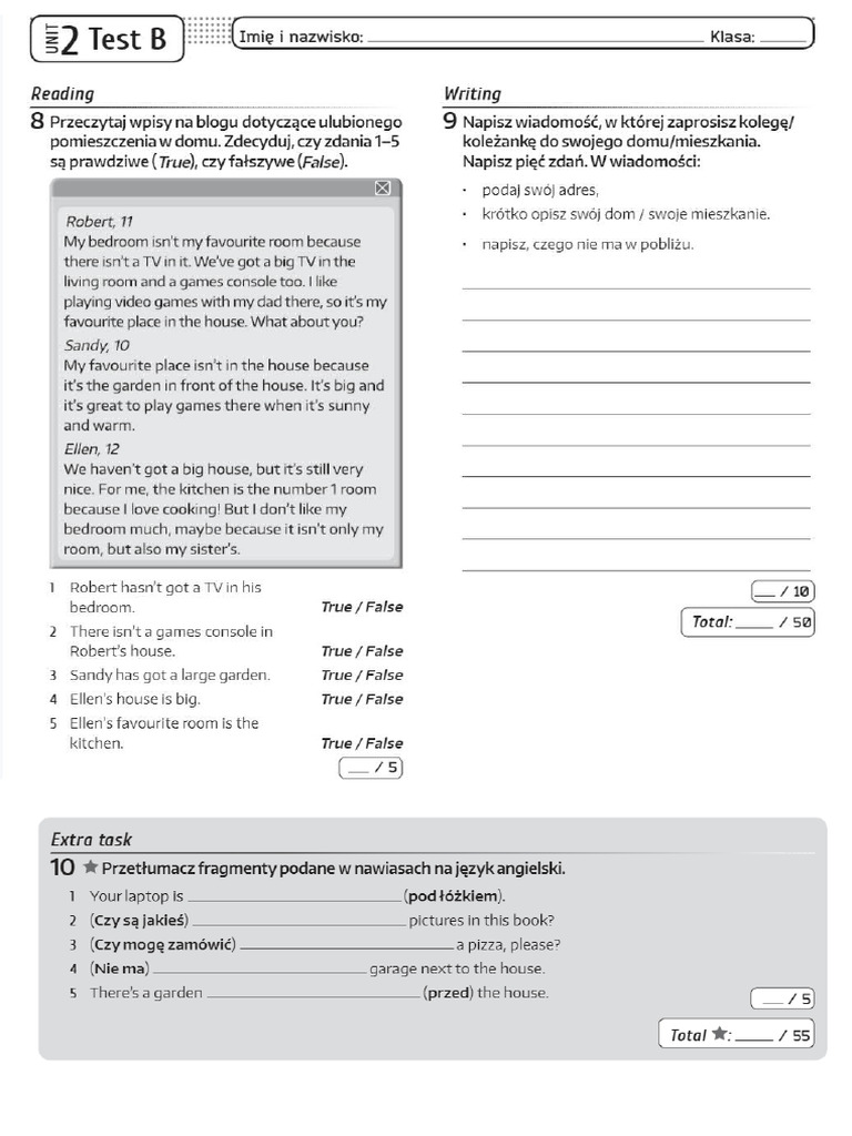 j. angielski klasa 5 Unit 2B | PDF