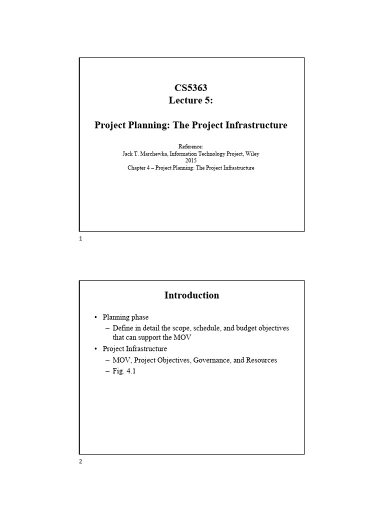 CS5363-5-ProjectPlanning Project Infrastructure-Spring2025 | PDF | Governance | Outsourcing