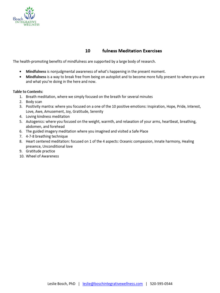 Mindfulness Meditation Exercises | PDF | Meditation | Senses