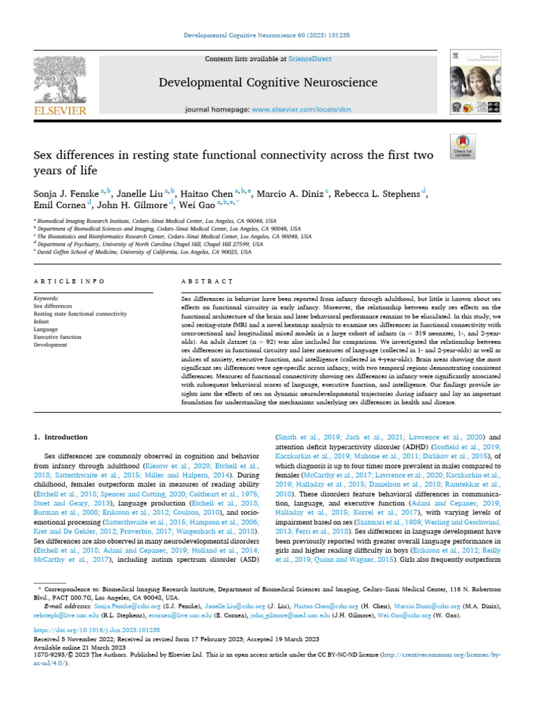 Sex Differences in Resting State Functional Connect - 2023 ...
