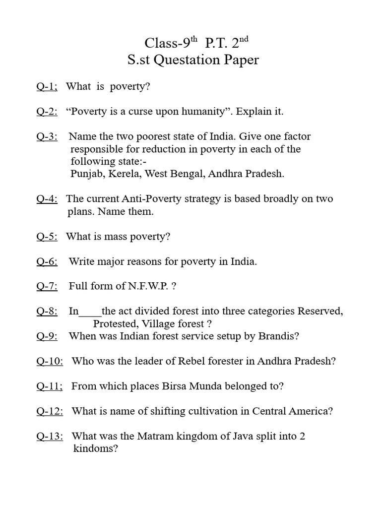 S.ST P.T. 2nd Questation Paper. | PDF