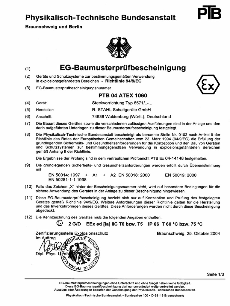 Ex_certificate_PTB04ATEX1060_002_01 | PDF