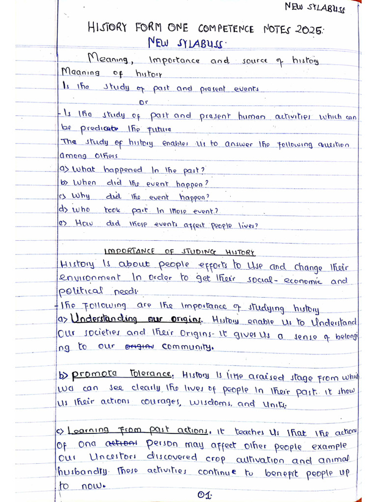 HISTORY FORM 1 NEW SYLLABUS. | PDF
