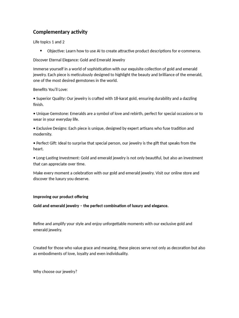 Complementary Activity 2 | PDF | Jewellery | Online Shopping