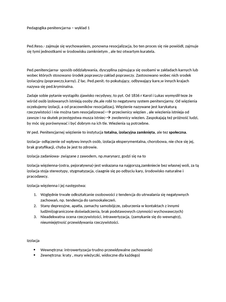 Ped Penitencjarna - Wyklady Na Egz | PDF