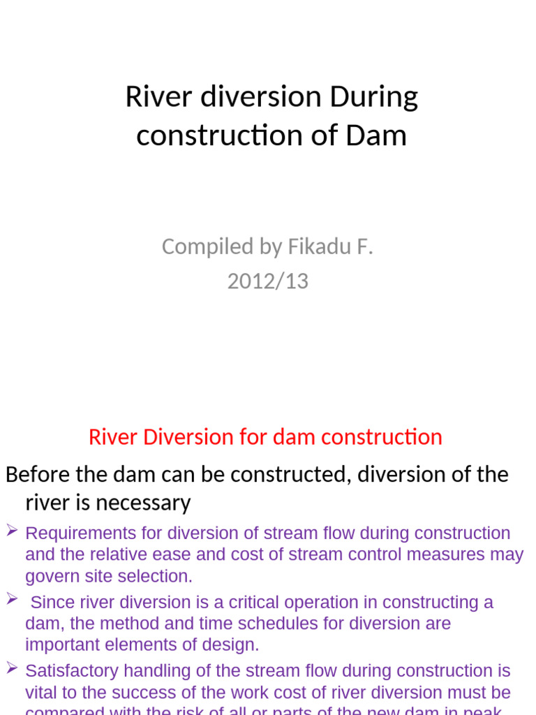 River Diversion Techniques for Dam Construction | PDF | Dam | River
