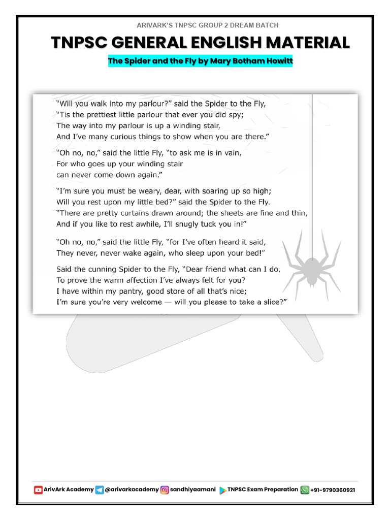 Analysis of "The Spider and the Fly" | PDF