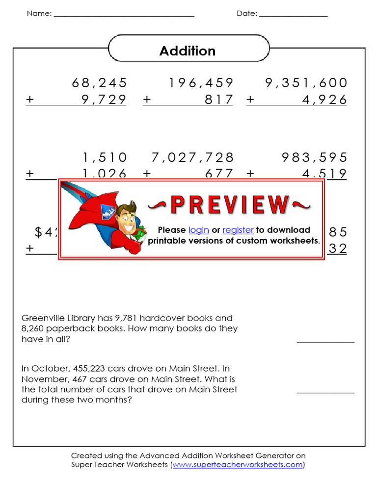 Super Teacher Worksheets Addition | PDF