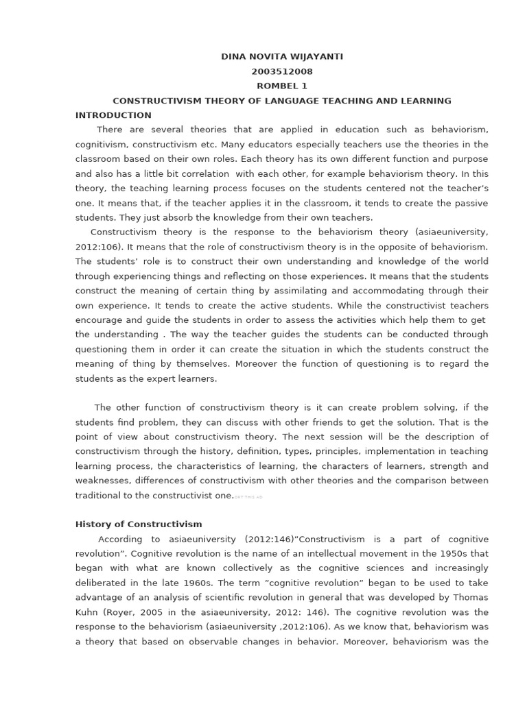 Constructivism in Language Learning | PDF | Constructivism (Philosophy ...
