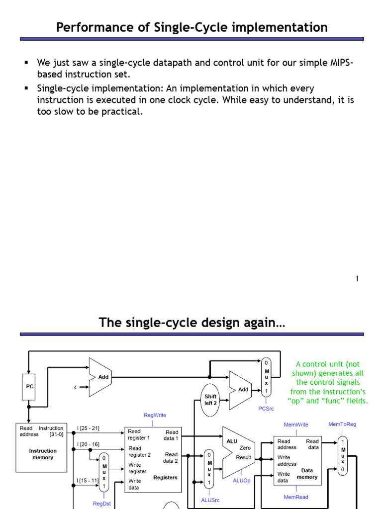 Single-Cycle vs Multi-Cycle Datapath | PDF | Computer Architecture ...