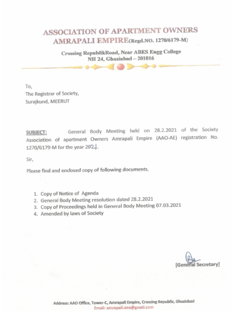 Amendment Proposed by AOA To Firm Societies & Chits, UP | PDF