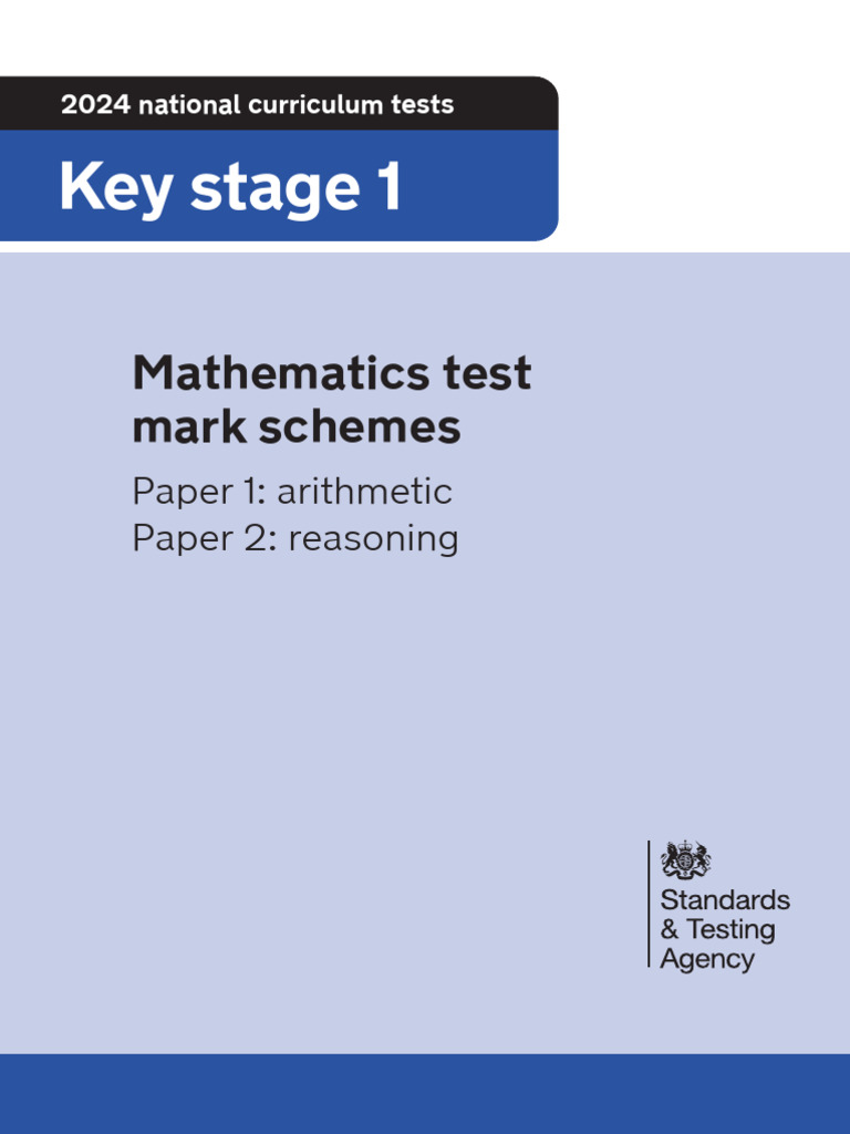 2024 KS1 Maths Paper 2 Mark Scheme | PDF | Mathematics