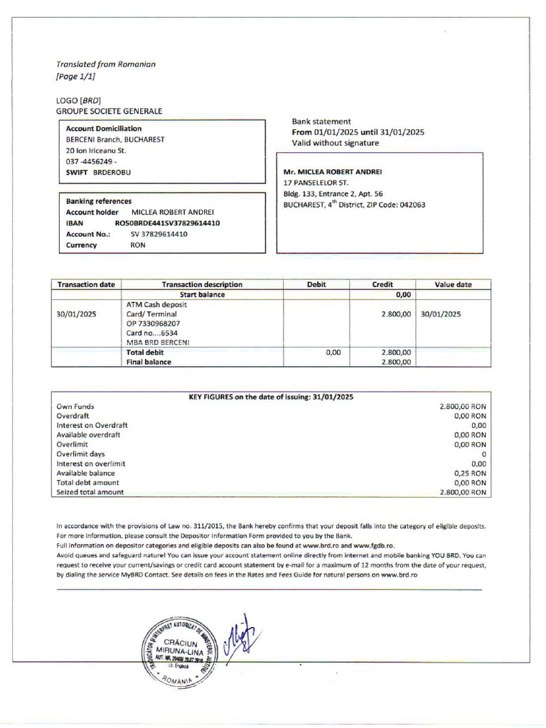 Extras BRD Miclea Robert Andrei | PDF