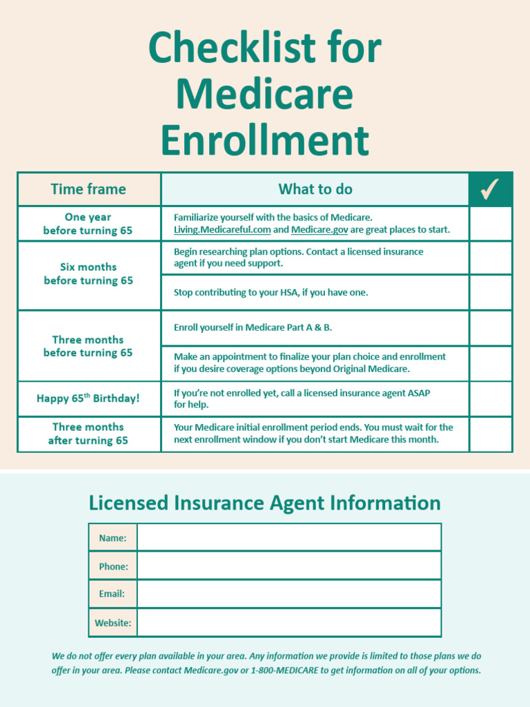 Checklist For Medicare Enrollment | PDF