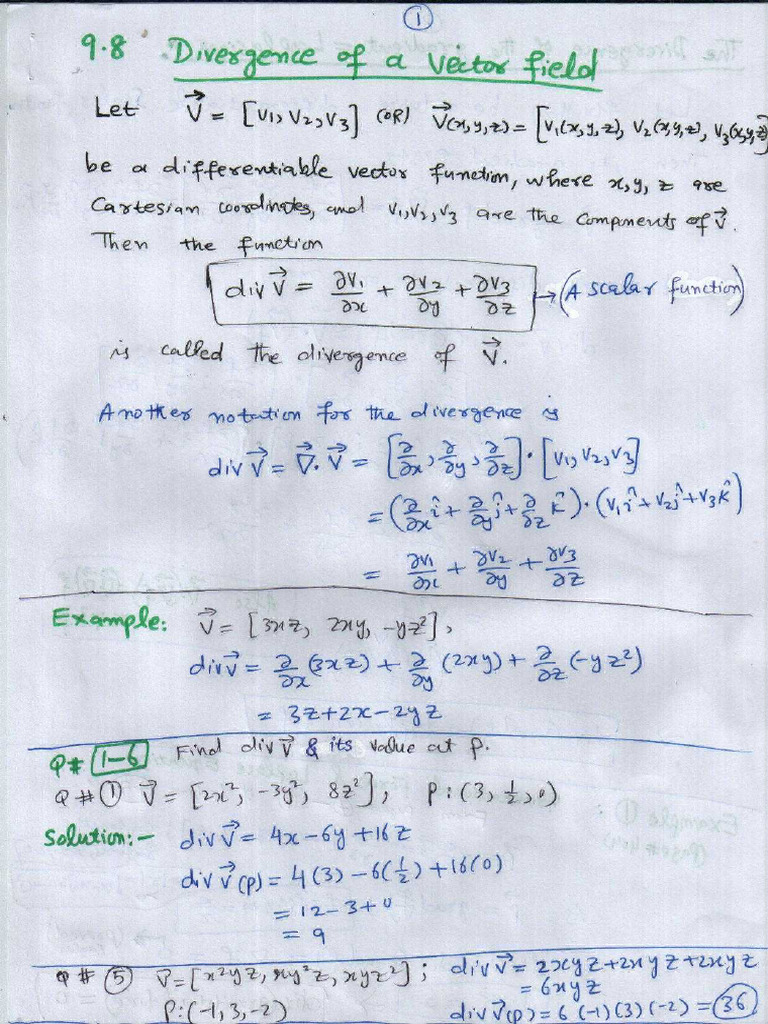 9.8 (Divergence of a Vector Field) | PDF