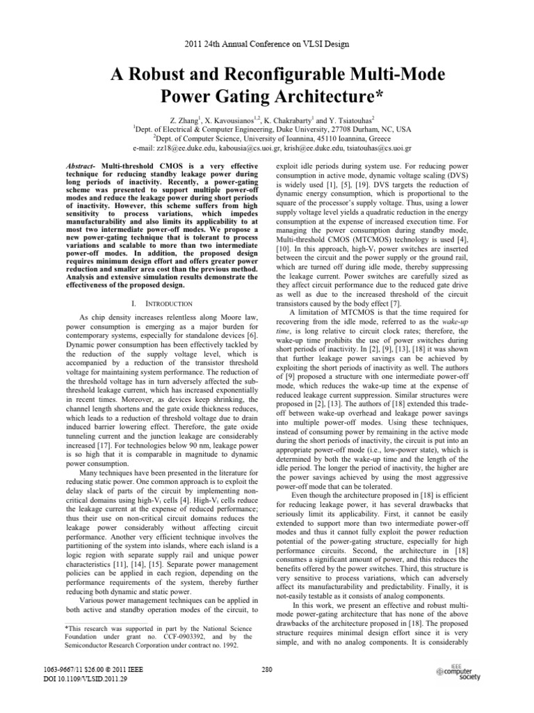 A_Robust_and_Reconfigurable_Multi-mode_Power_Gating_Architecture | PDF | Field Effect Transistor ...
