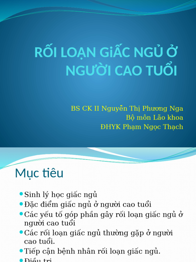 RỐI LOẠN GiẤC NGỦ Ở NGƯỜI CAO TUỔI | PDF