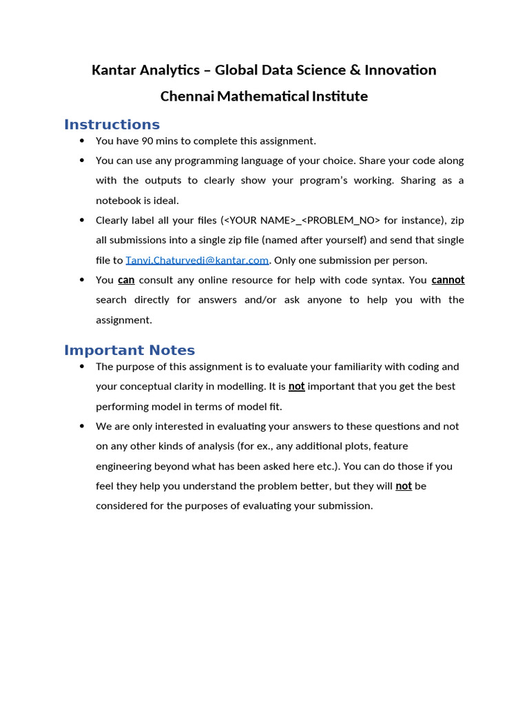 2024 KANTAR CMI Coding Exercise | PDF | Dependent And Independent ...