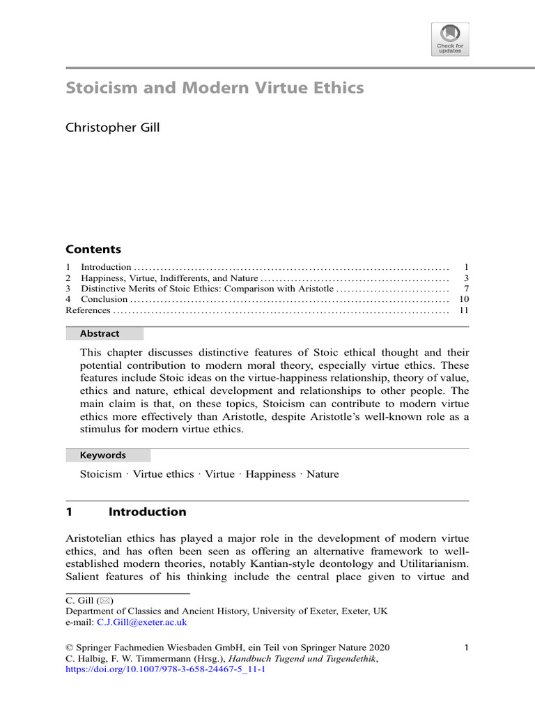 Stoicism And Modern Virtue Ethics Pdf Stoicism Virtue Ethics