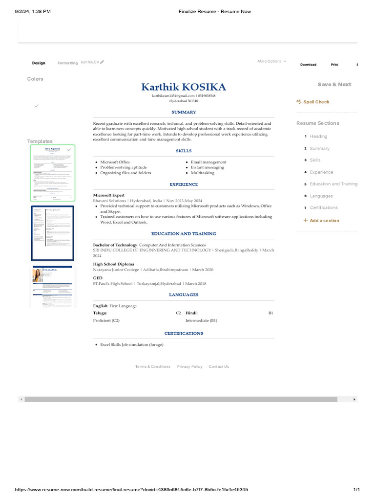 Finalize Resume - Resume Now | PDF | Point Of Sale | Résumé