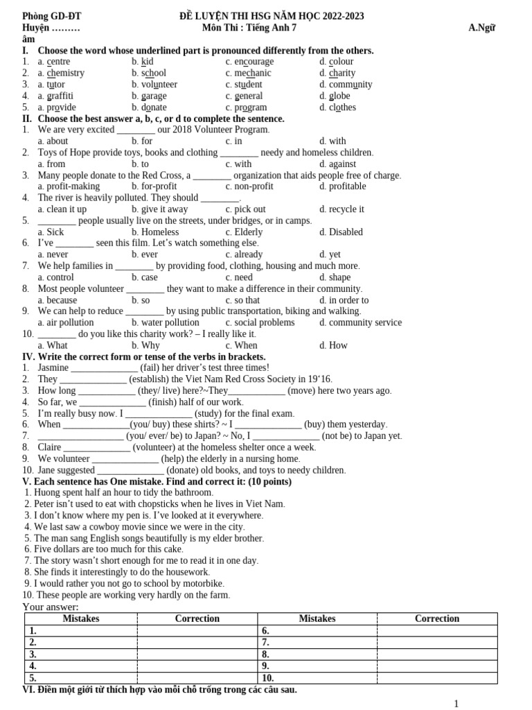 Đề Hsg Anh 7 Số 25 | PDF | Mount Everest