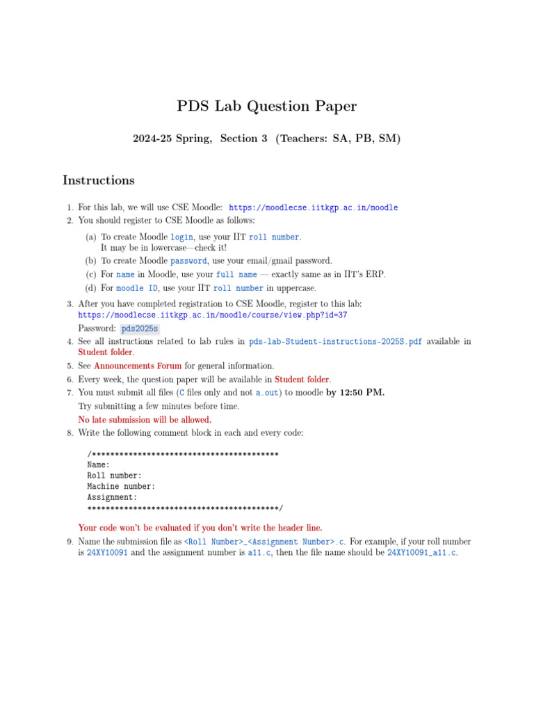 Pds Lab Questions 2025S - SA | PDF | Computer File | Numbers