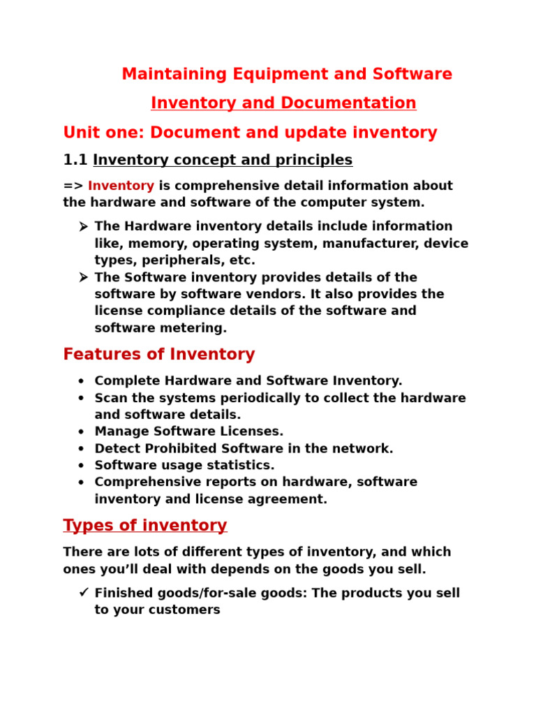 Equipment and Software Inventory Management | PDF