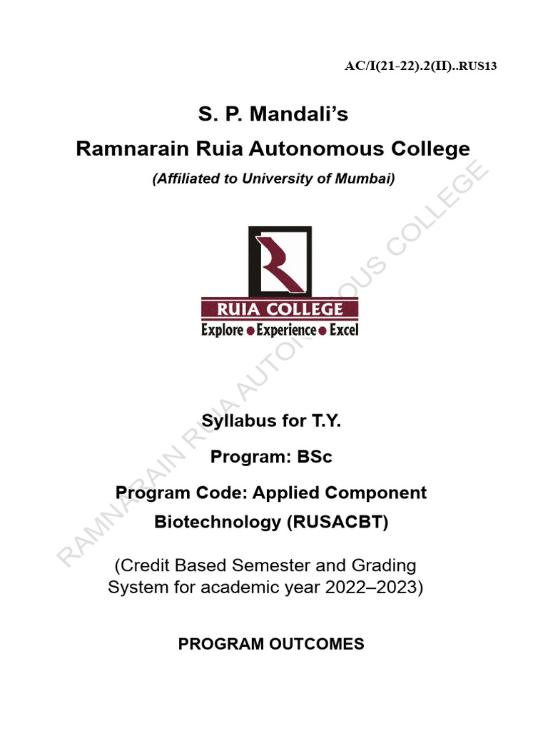 BSc Biotechnology Syllabus 2022-2023 | PDF | Vector (Molecular Biology ...