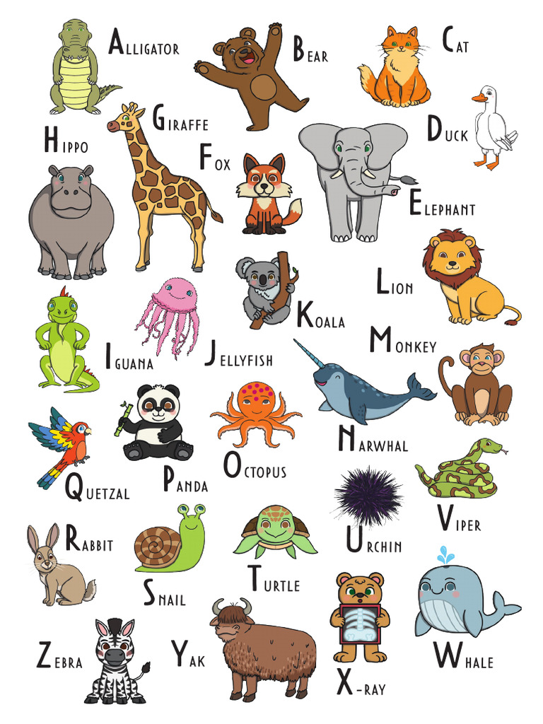 T P 1633545131 Animal Themed Alphabet Poster - Ver - 1 | PDF