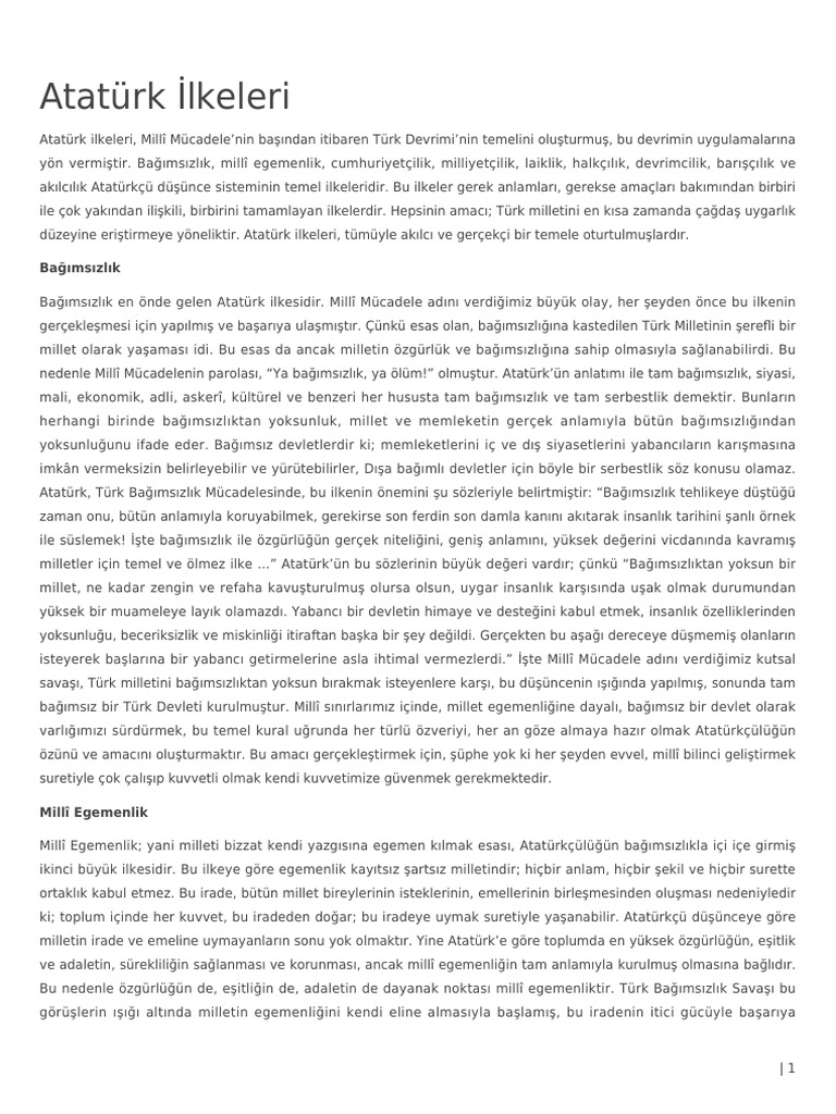 Atatürk İlkeleri | PDF