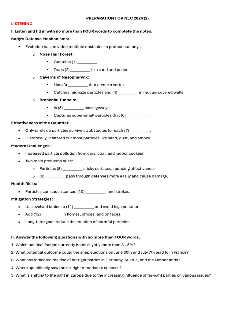 NEC 2024 Preparation Notes and Strategies | PDF | Particulates | Immune ...