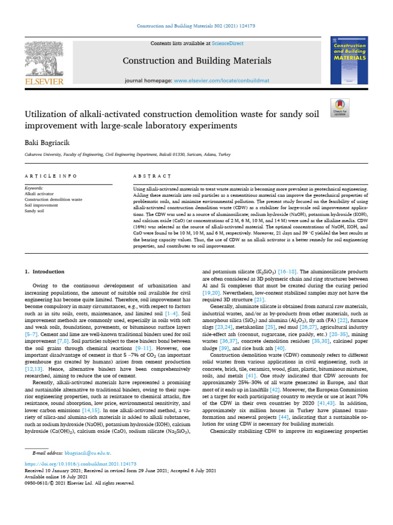 A8. Utilization of Alkali-Activated Construction Demolition Waste For ...