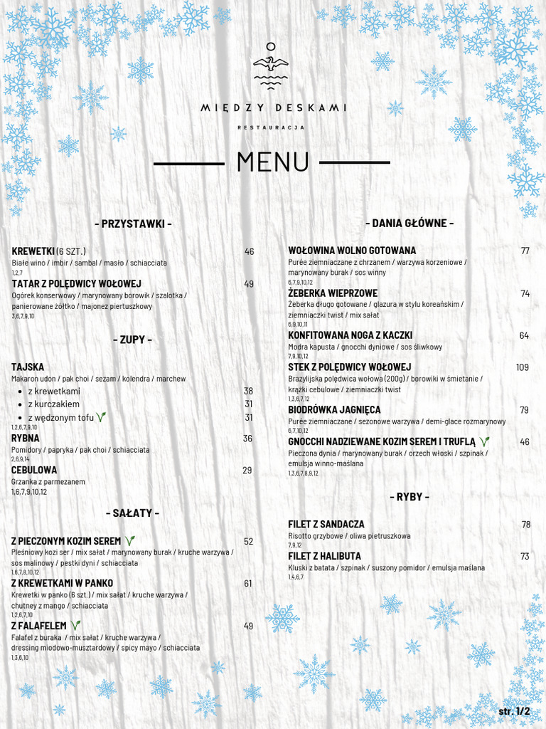 Menu Miedzy Deskami | PDF