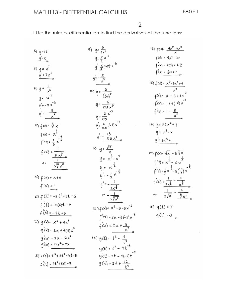 Differential Calculus Assignment 2 | PDF