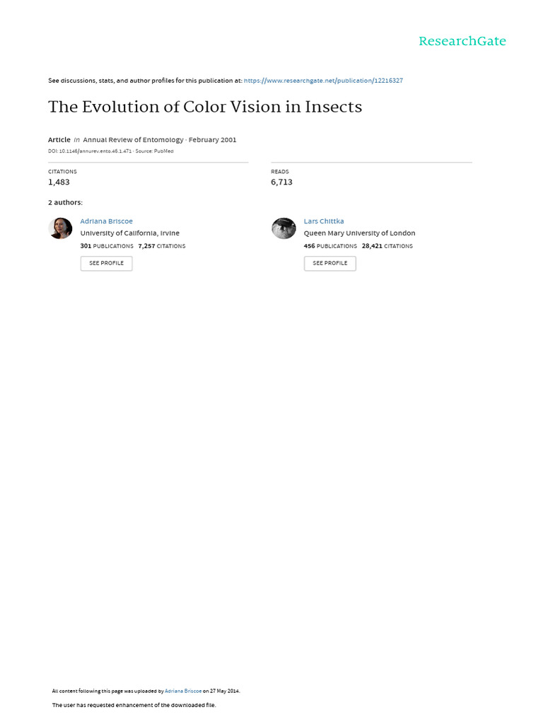 The Evolution of Color Vision of Insects | PDF | Eye | Drosophila ...