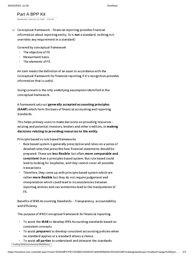 Financial reporting revision notes - Microsoft OneNote Online | PDF ...