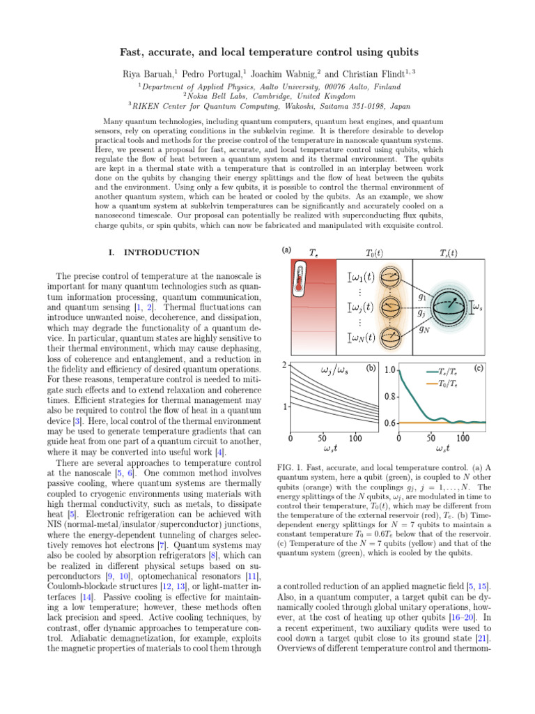 Fast, Accurate, and Local Temperature Control Using Qubits - 2410 ...