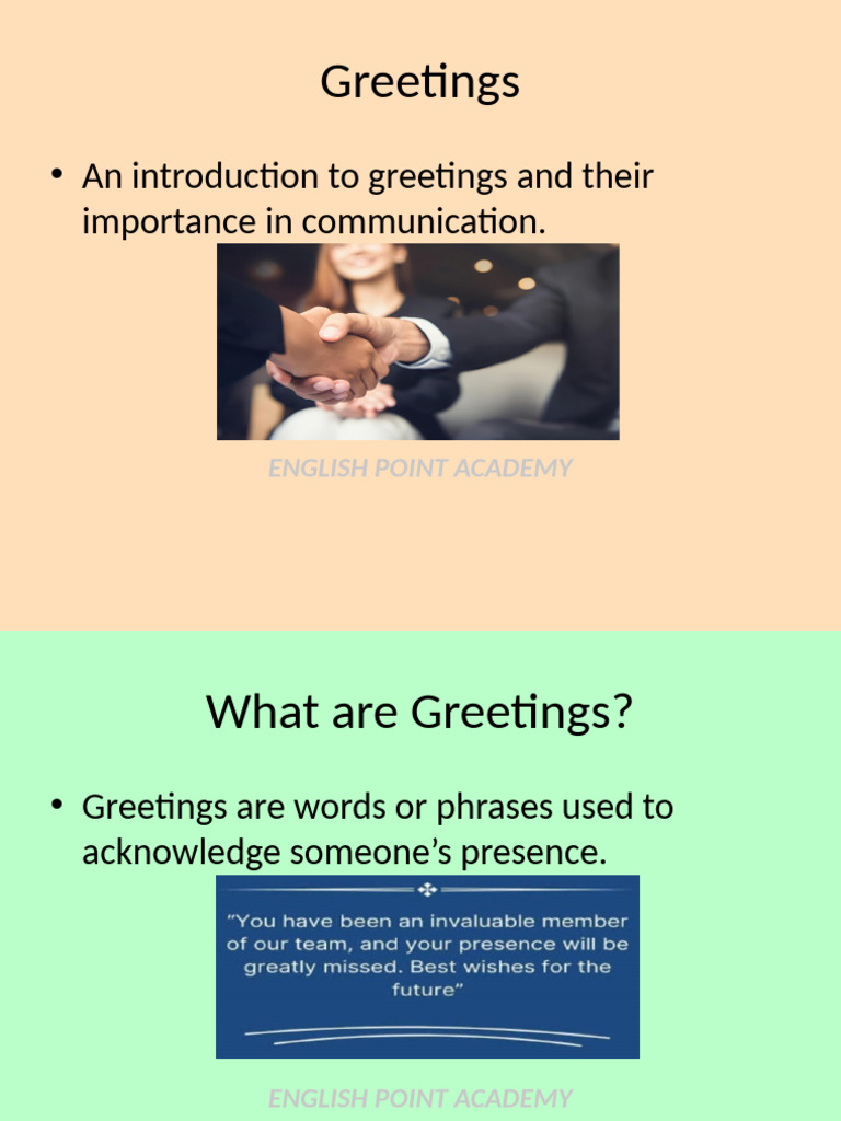 Greetings Presentation Colorful | PDF | Communication | Human Communication