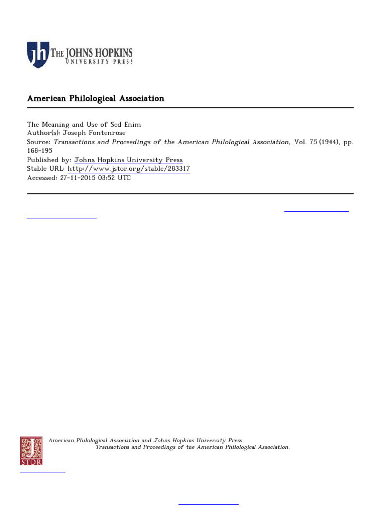 The Meaning and Use of Sed Enim | PDF