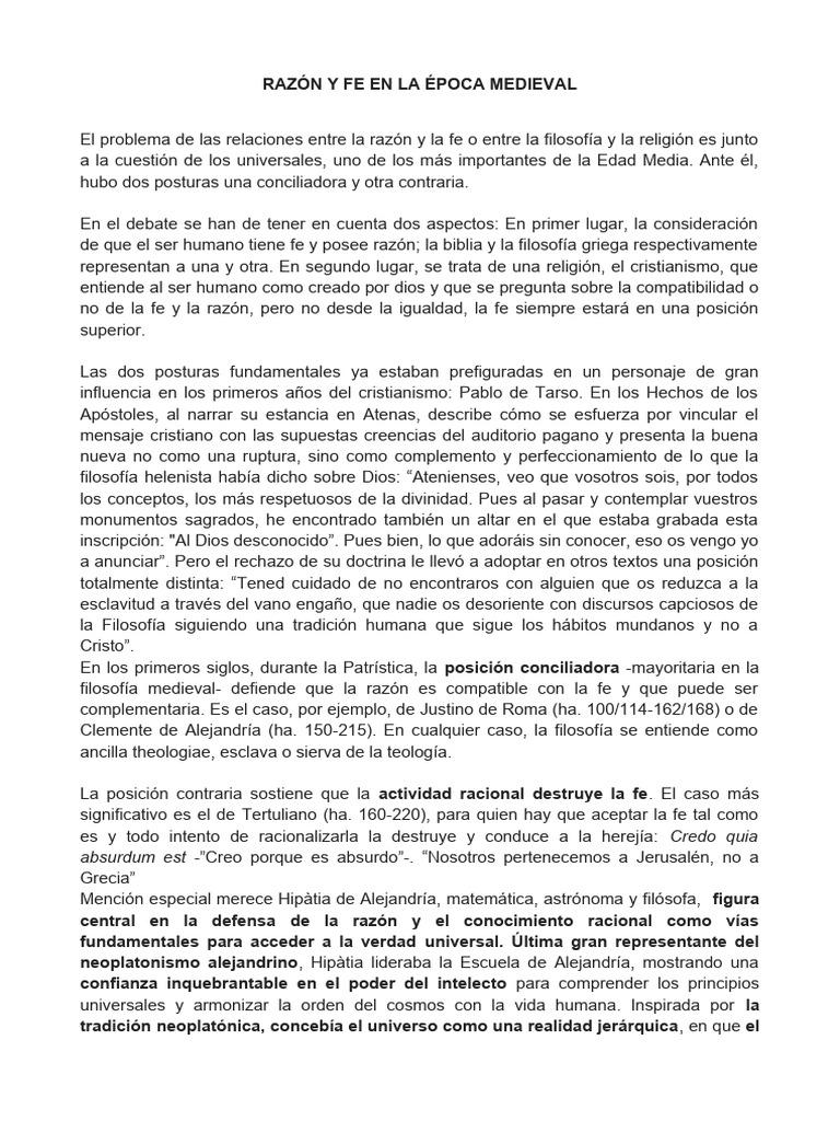 MEDIEVAL- RAZÓN-FE | PDF | Razón | Fe
