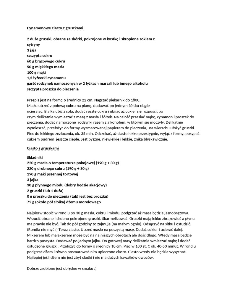 Ciasta Z Gruszkami | PDF