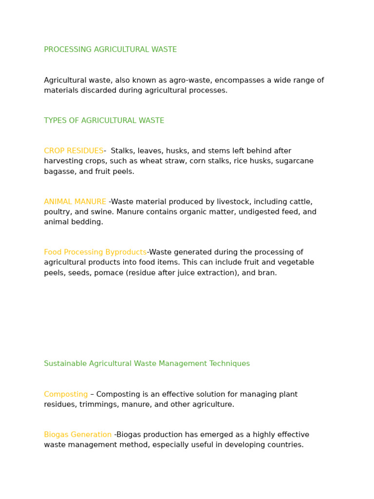 Processing Agricultural Waste | PDF