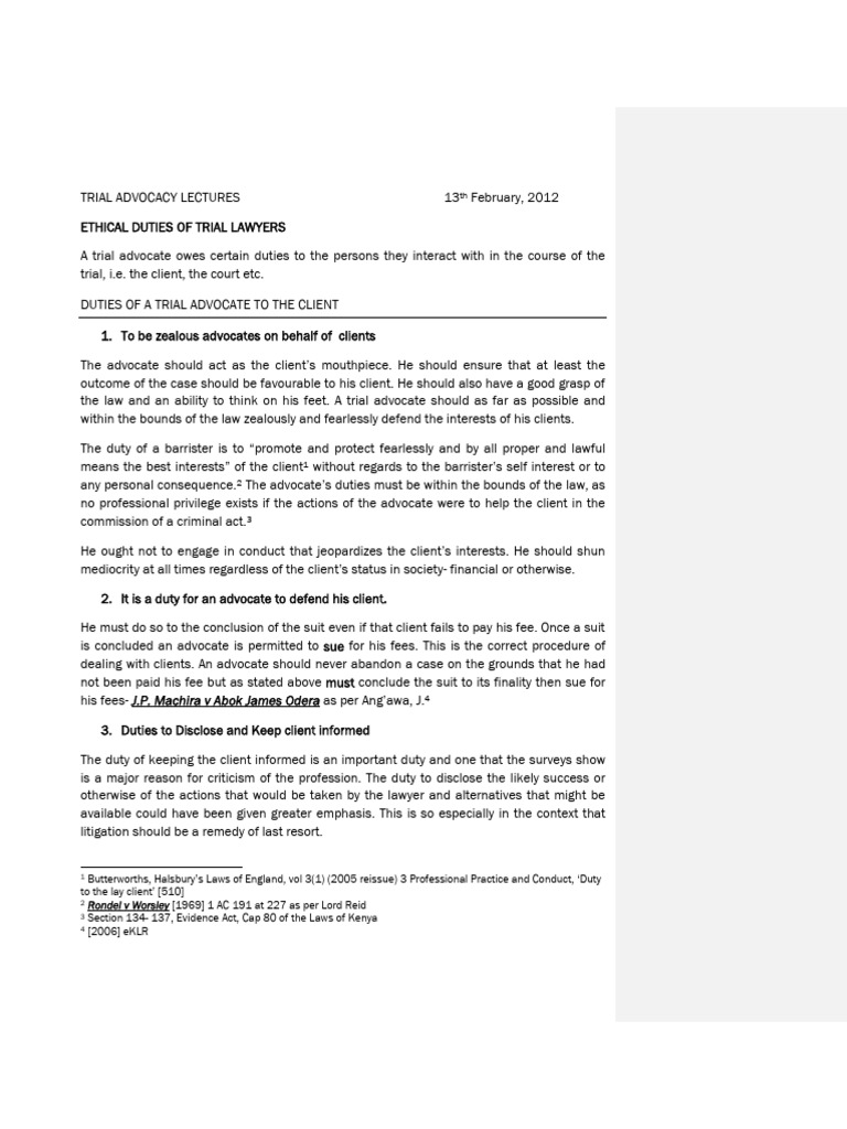 Trial Advocacy Lectures 2012 | PDF | Conflict Of Interest | Lawyer