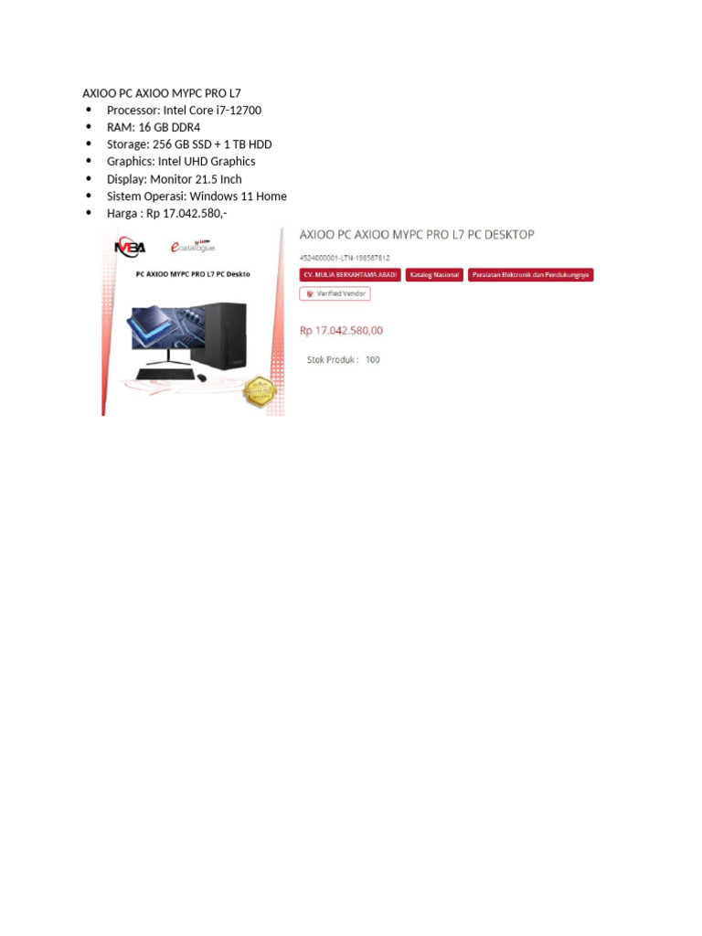 Spek PC Usulan PA Cilegon | PDF