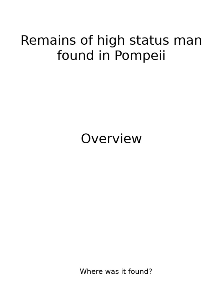 High Status Man Discovered in Pompeii | PDF