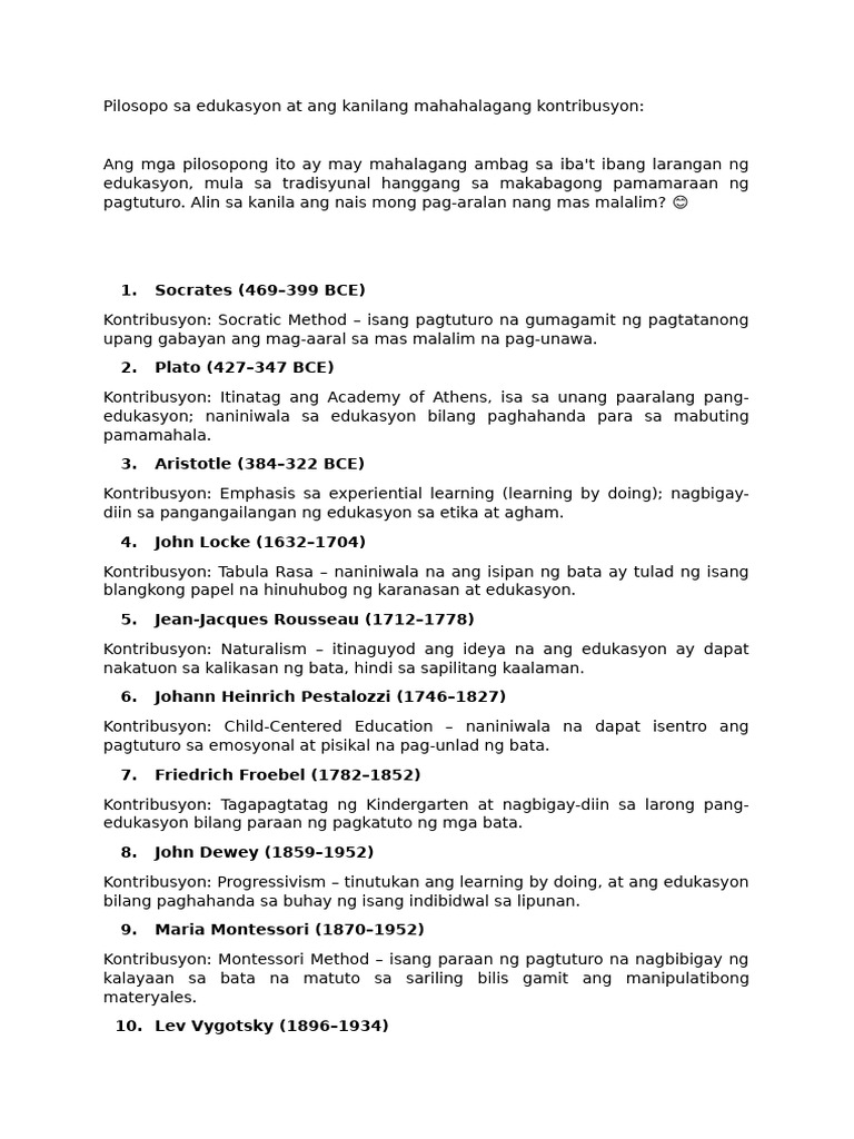 Ang Mga Pilosopong Ito Ay May Mahalagang Ambag Sa Iba | PDF