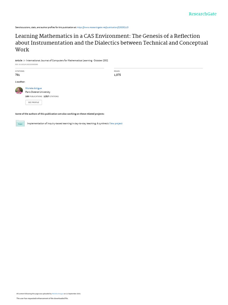 Learning Mathematics in CAS Environments | PDF | Mathematics | Knowledge