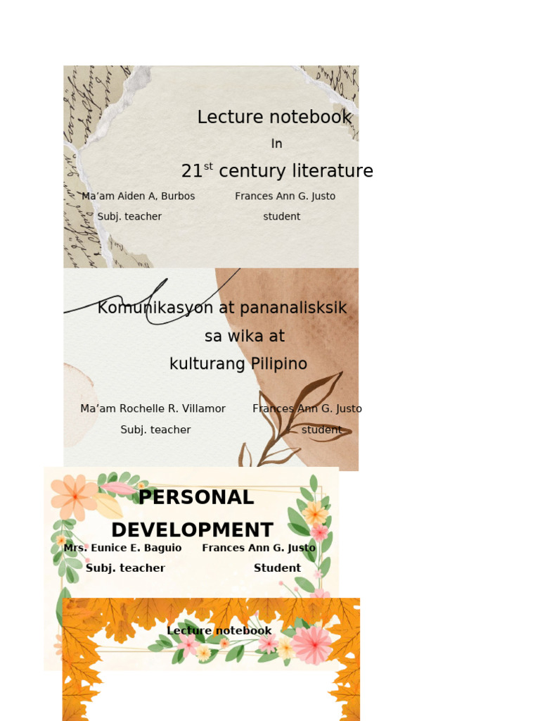 Lecture Notebook | PDF