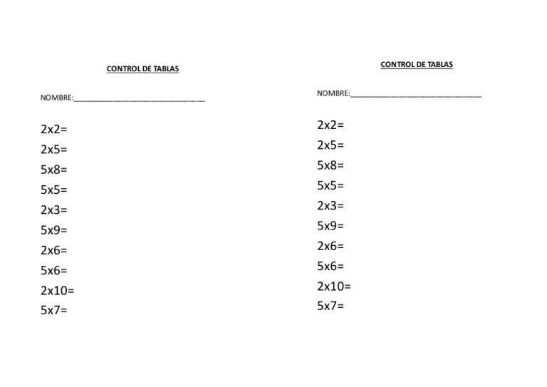 Control Tablas 1 | PDF